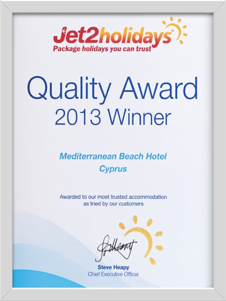 JET2HOLIDAYS QUAILITY AWARD WINNER - Mediterranean Beach Hotel
